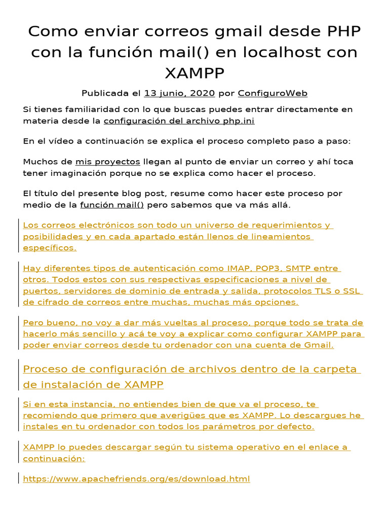 Como Enviar Correos Gmail Desde PHP Con La Función Mail | PDF | Gmail ...
