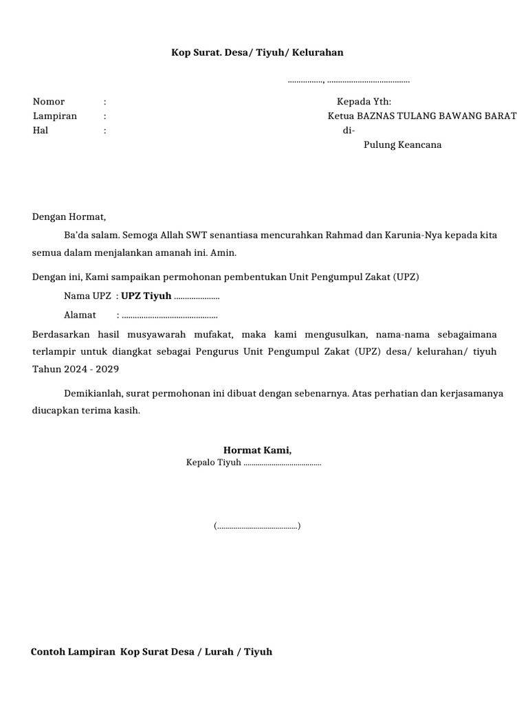 Contoh-Surat-Permohonan-upz Baru | PDF