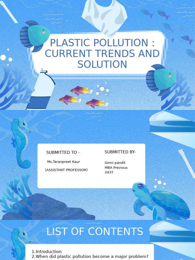 Blue Illustrative Free Plastic Pollution Presentation | PDF