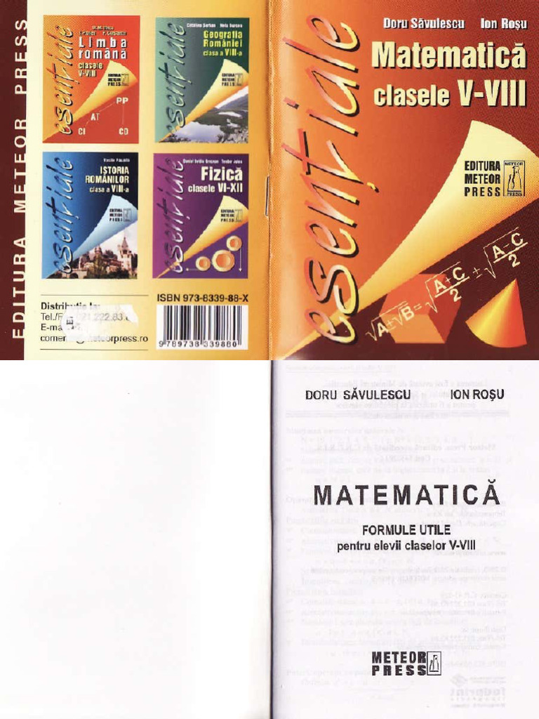 Memorator Matematică, Clasele 5-8 Editura Meteor | PDF
