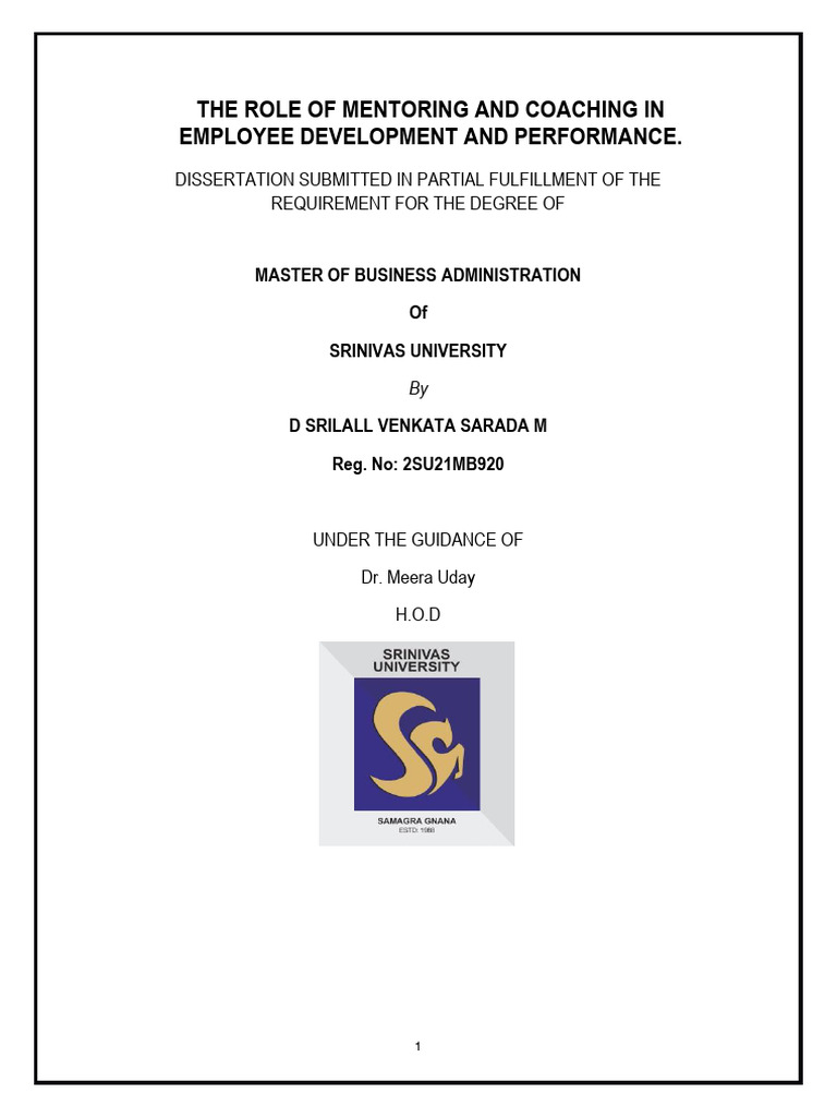 Sharada Research Project Dissertation | PDF | Mentorship | Job Satisfaction