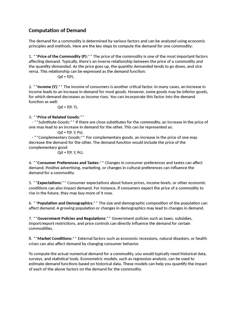 Computation of Demand | PDF