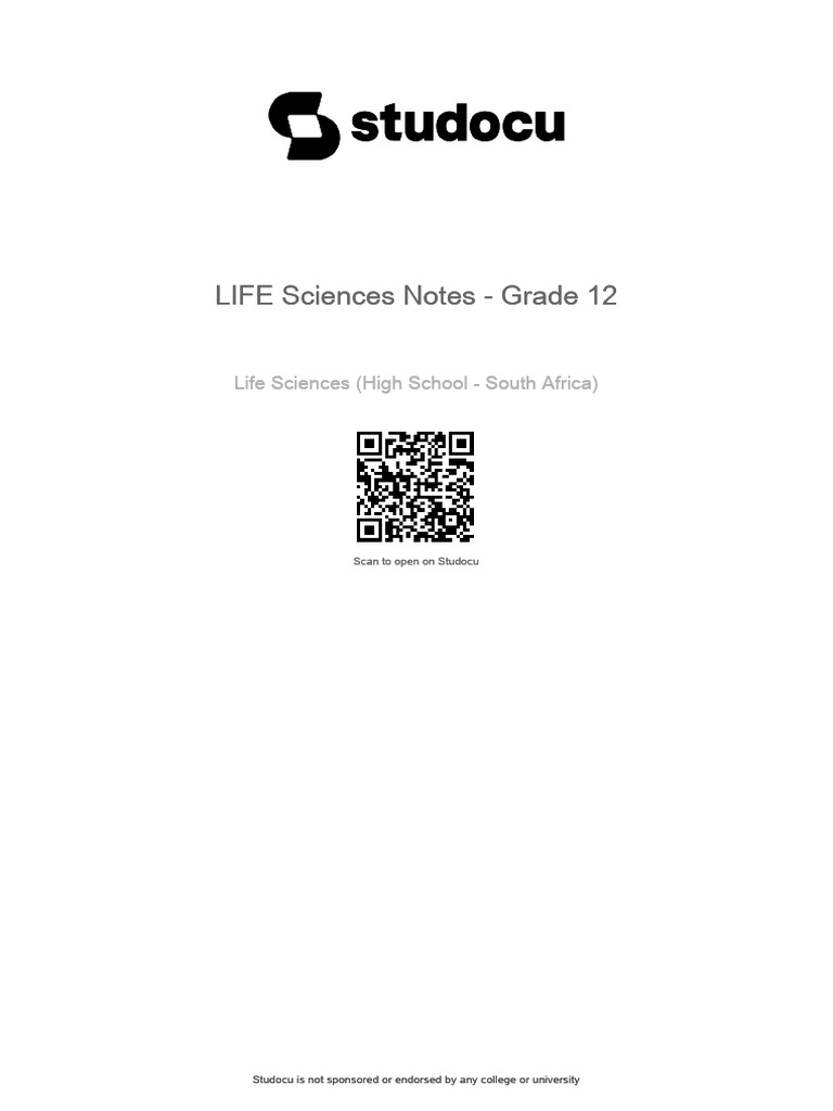 Life Sciences Notes Grade 12 | PDF
