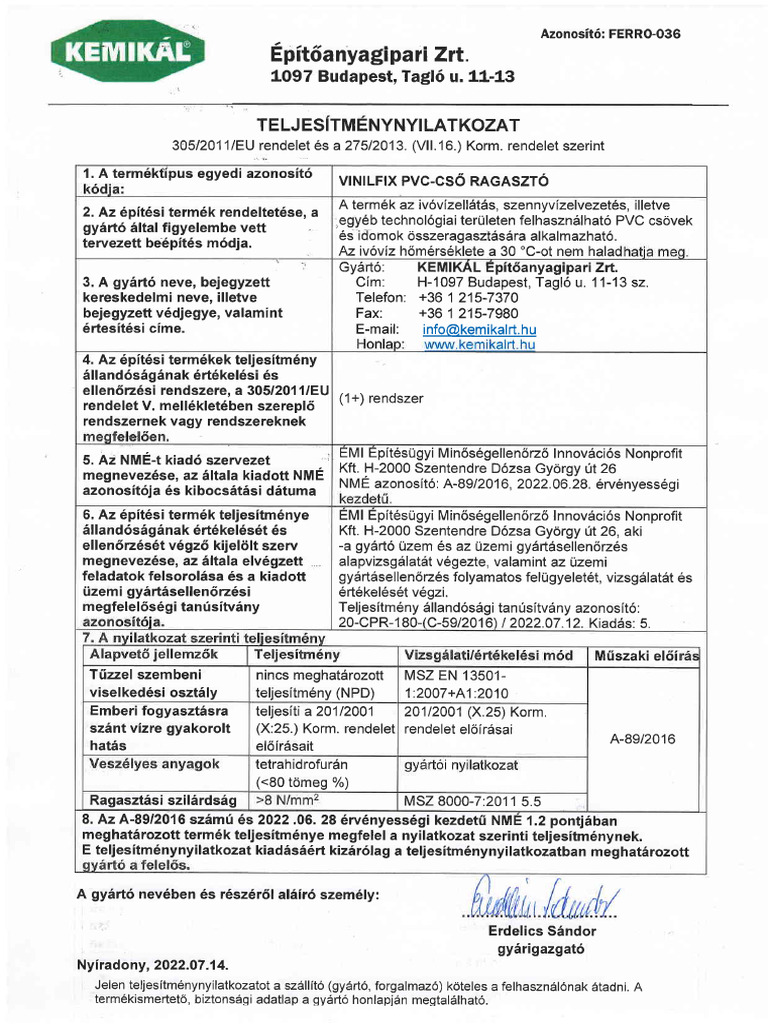 Vinilfix PVC Cso Ragaszto | PDF