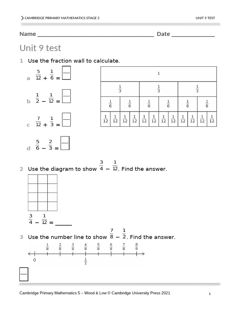 Prim Maths 5 2ed TR Unit 9 Test | PDF