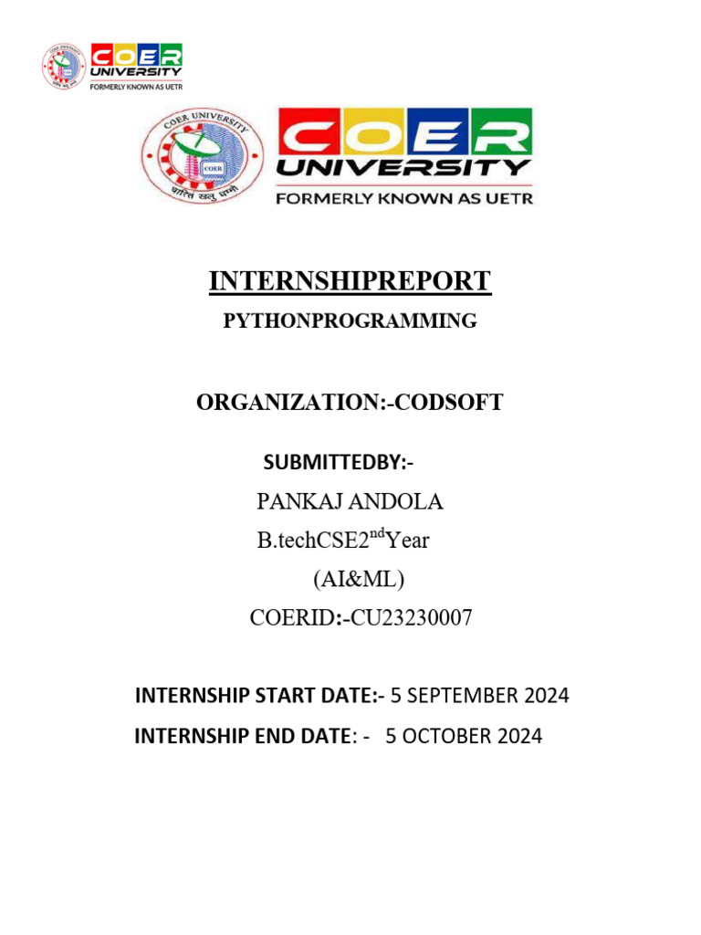 Sample of Summer Intrnship Report | PDF