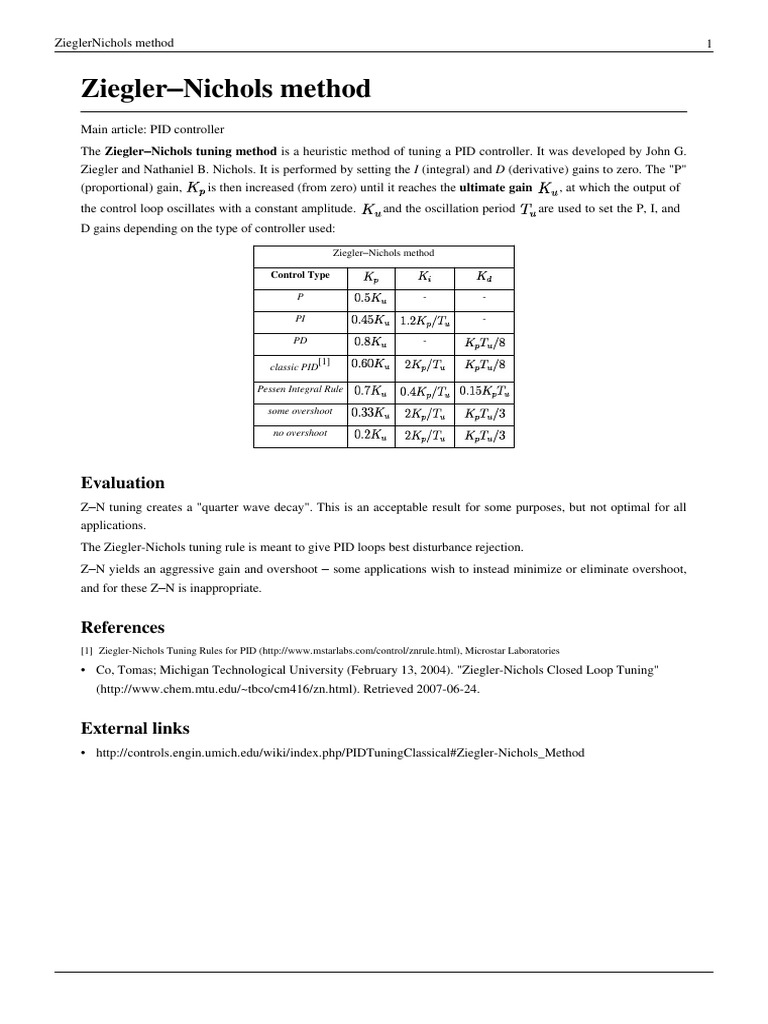 Ziegler-Nichols Method | PDF