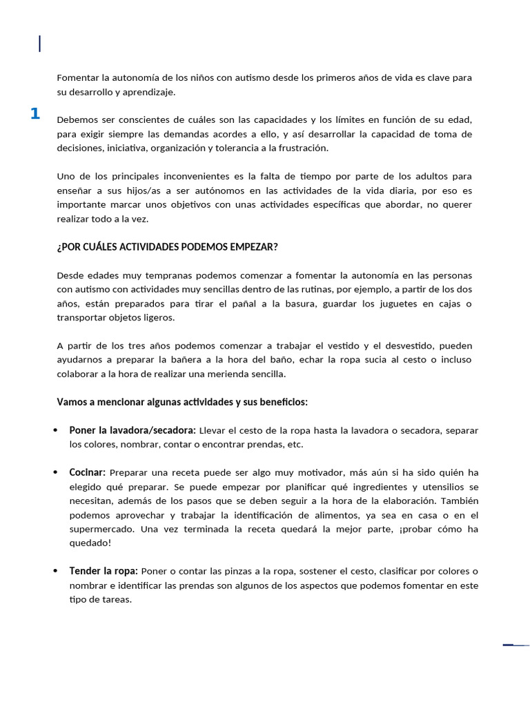 Cómo Fomentar Autonomía en AVD | PDF