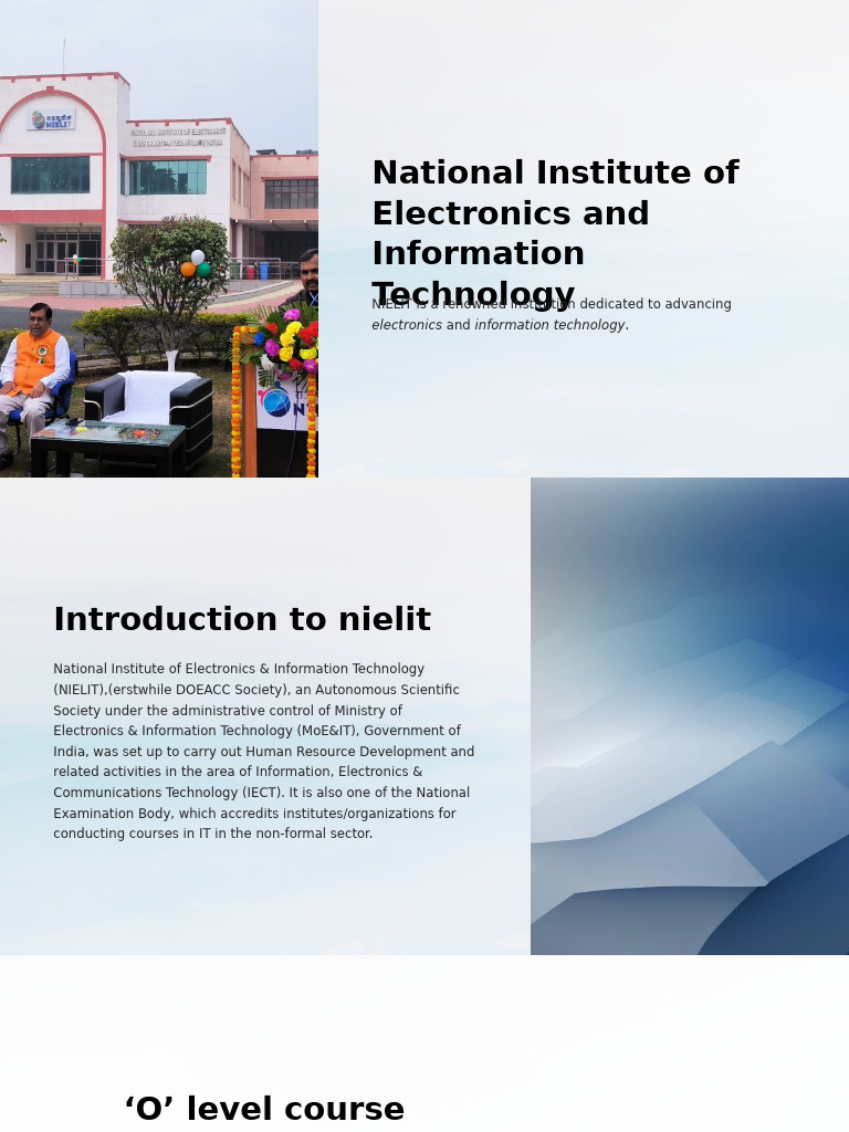 National Institute of Electronics and Information Technology | PDF