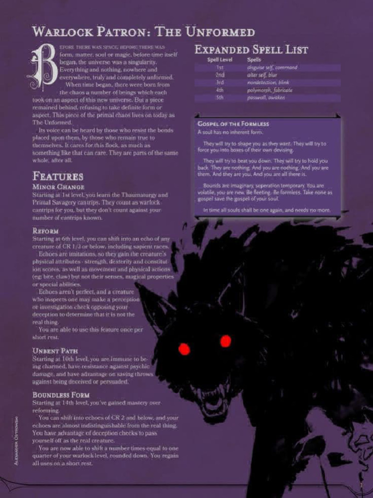Warlock Patron The Unformed | PDF | Young Adult | Philosophy