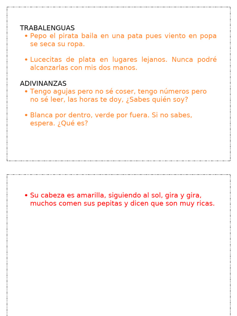 Trabalenguas y Adivinanzas | PDF
