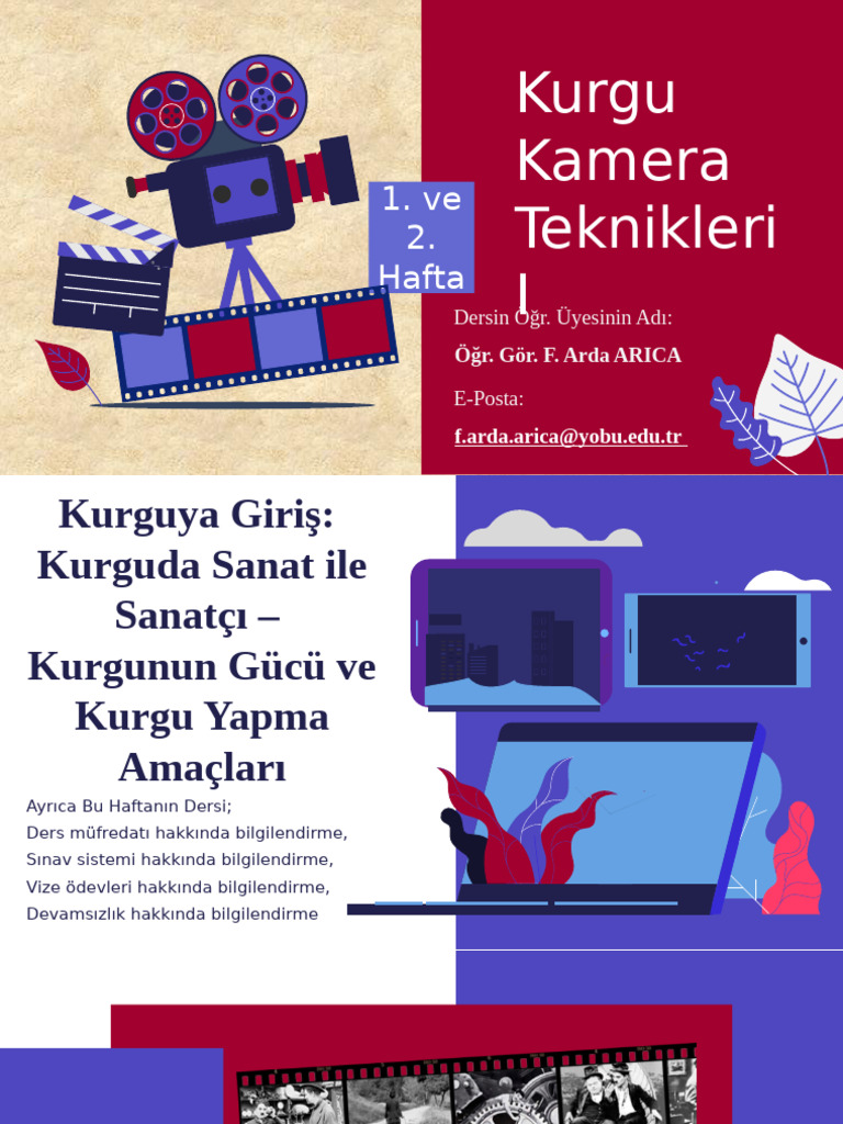 Kurgu Kamera Teknikleri 1. Ve 2. Hafta Sunumu | PDF