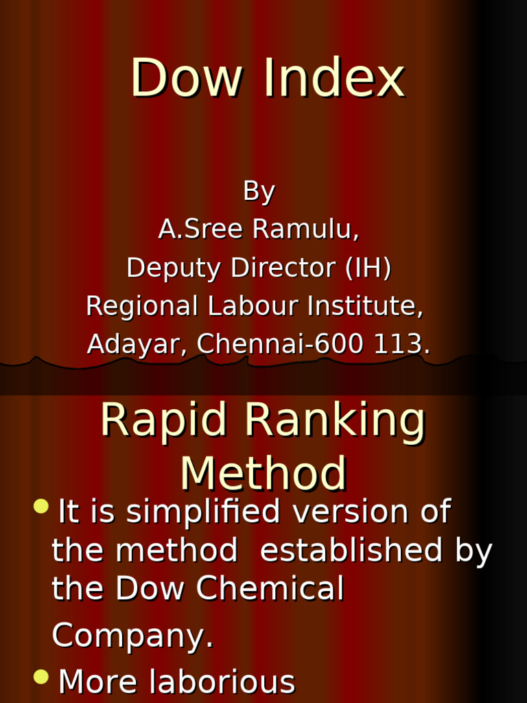Dow Index and Hazard Assessment Methods | PDF | Chemical Reactions | Acid