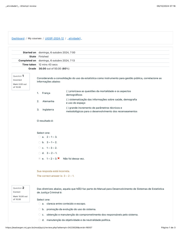 Atividade1 - : Attempt Review 2 | PDF