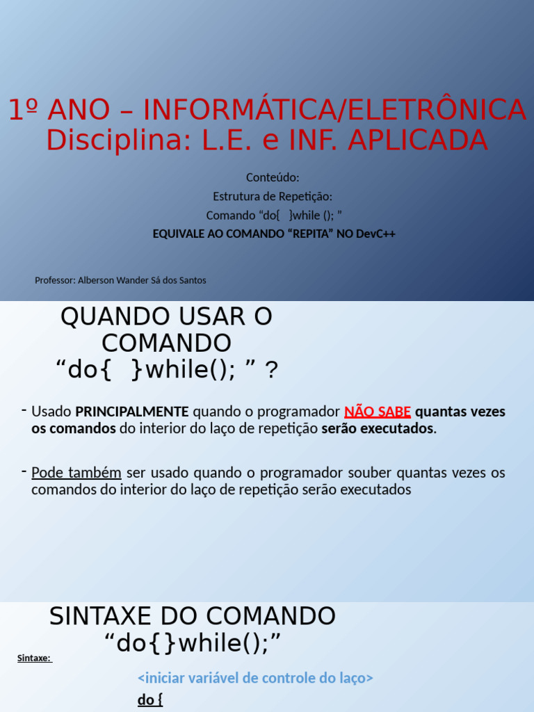 1o Ano Le Ia Dowhile | PDF