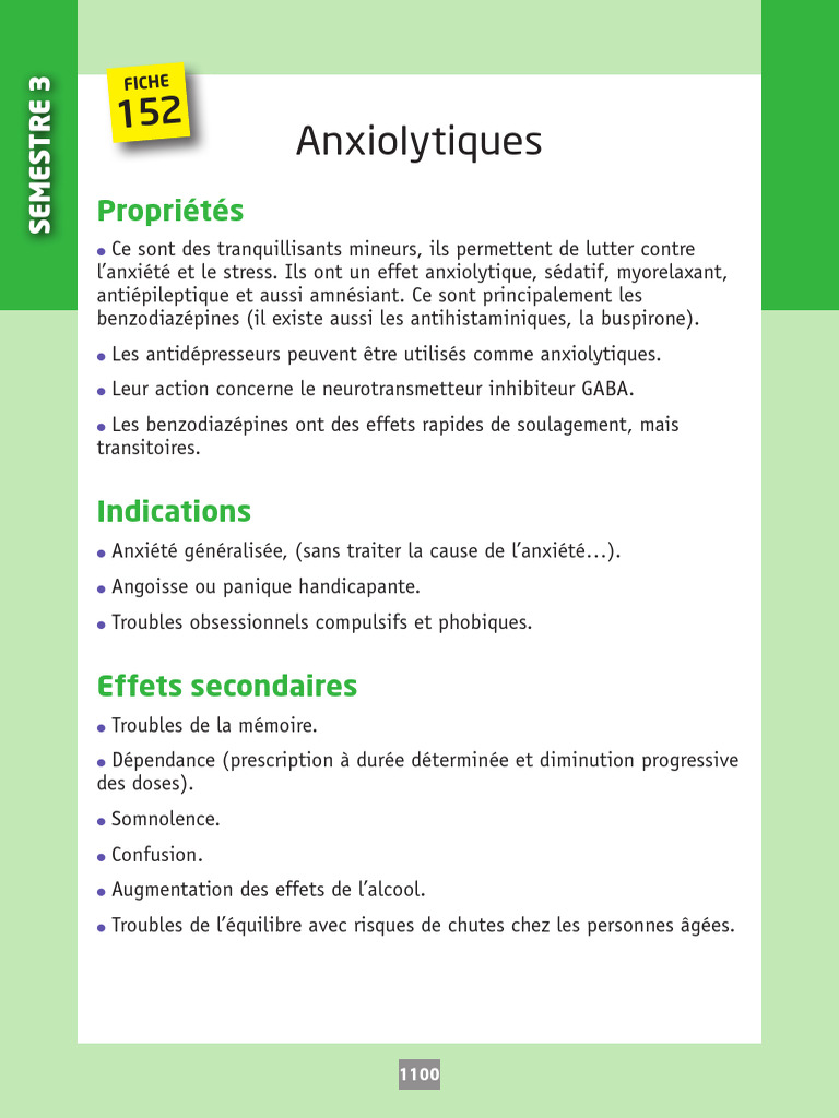 152 Anxiolytiques - Méga Mémo IFSI 16 | PDF