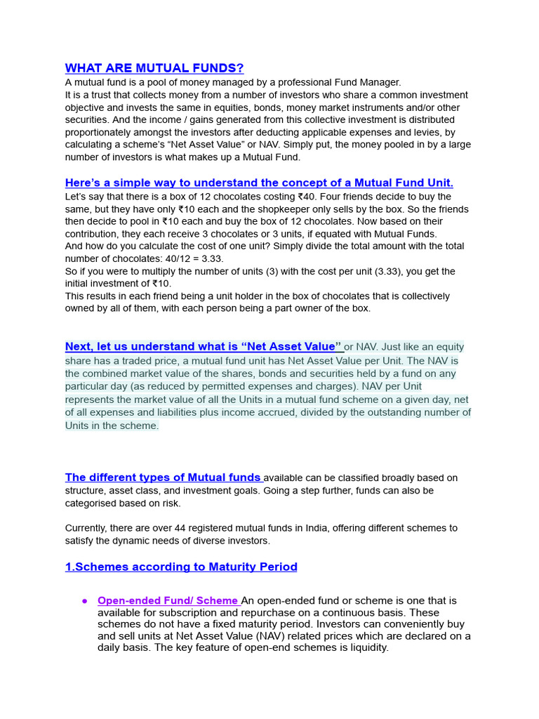 Mutual Fund Notes | PDF