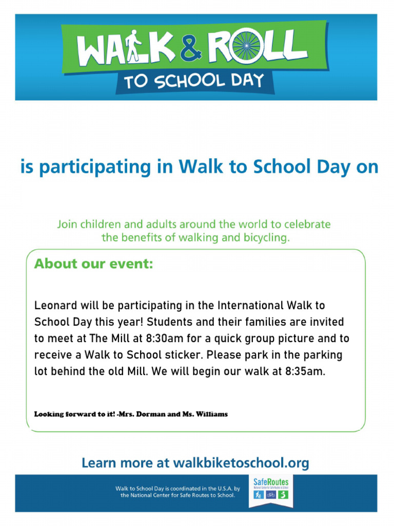 Walk To School Day | PDF