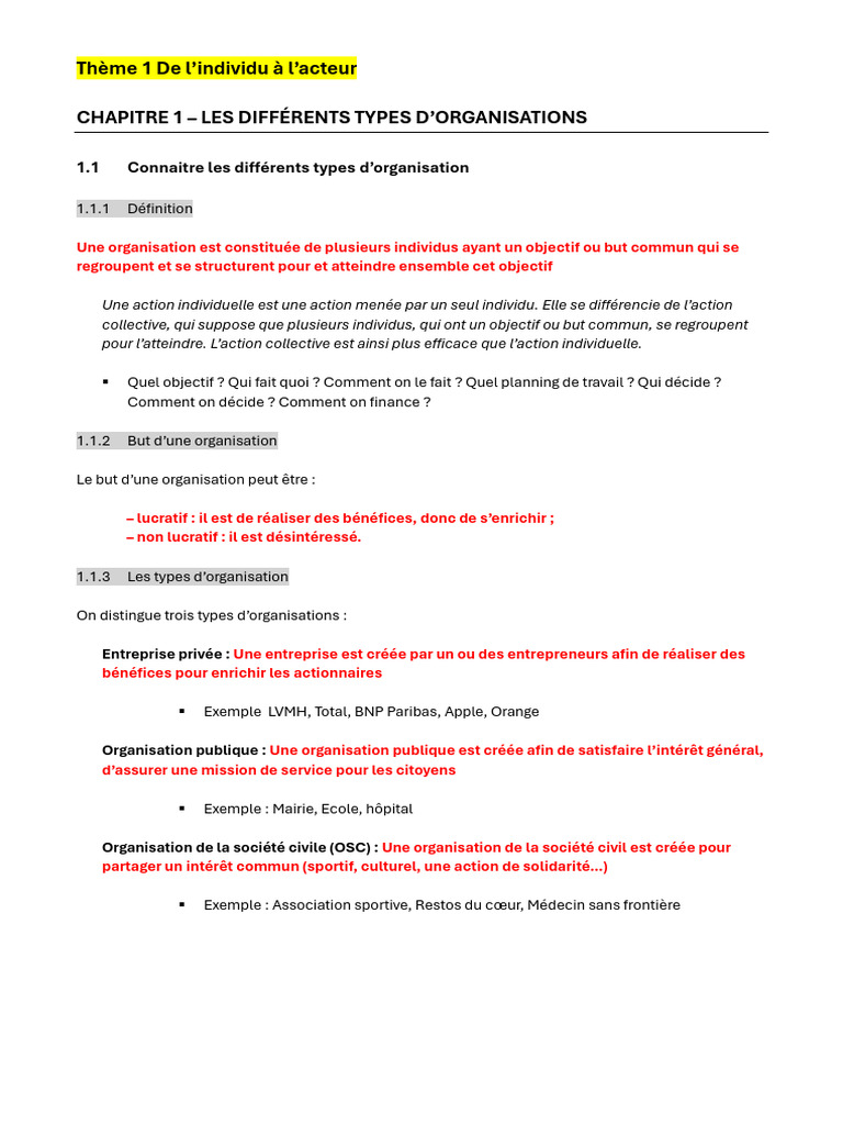 STMG1B SGN Cours T1 ch1 Synthese | PDF
