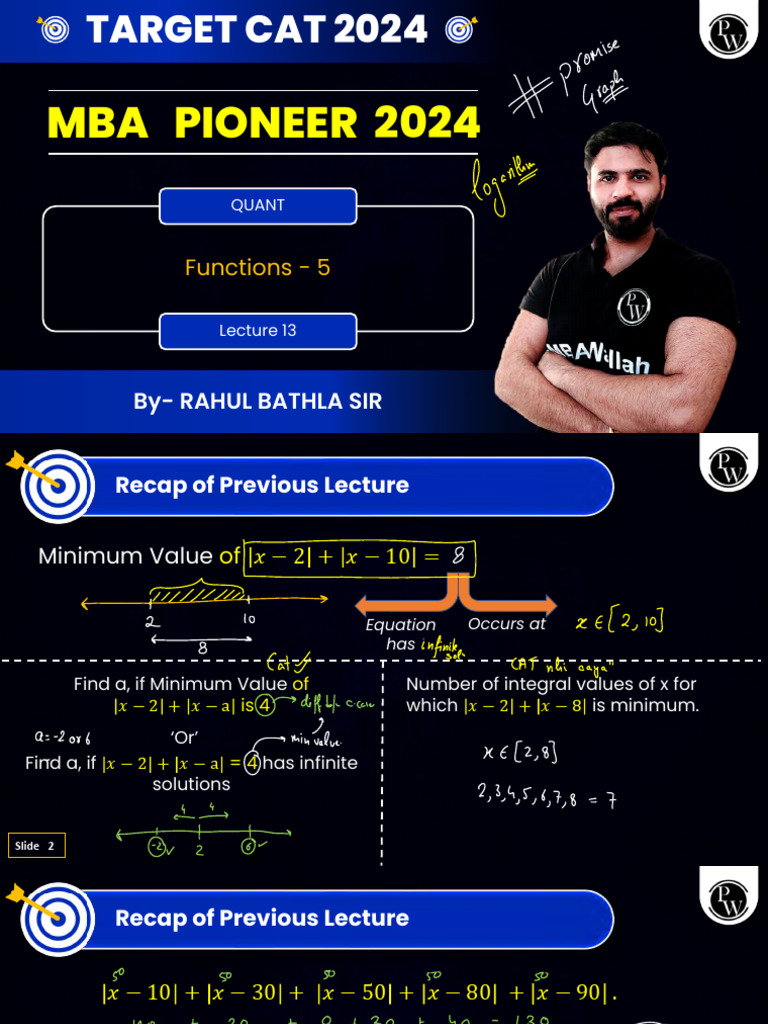 Algebra 13 - Class Notes - MBA Pioneer 2024 Batch | PDF