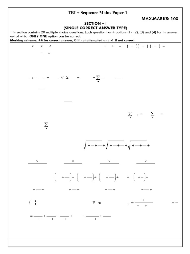 TRI + Sequence Mains Paper-1 | PDF