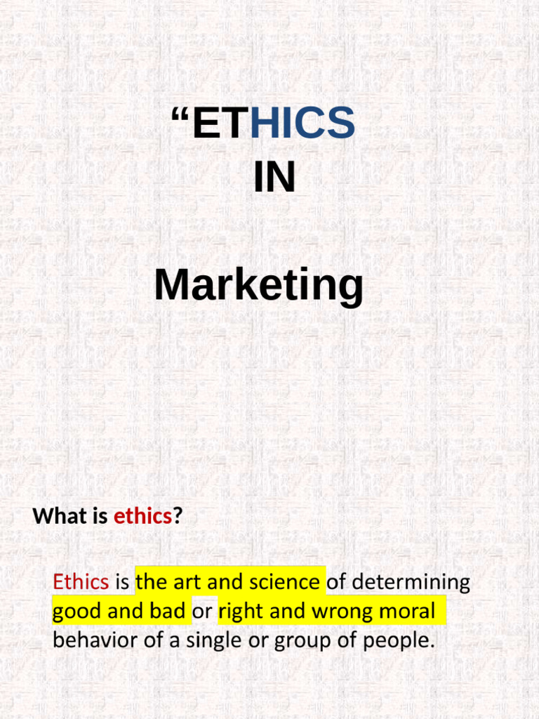 Ethics in Marketing | PDF