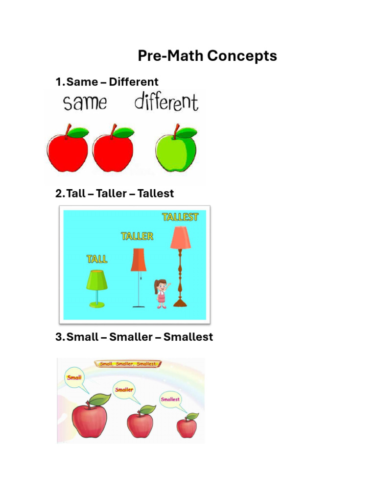 Pre Math Concepts | PDF