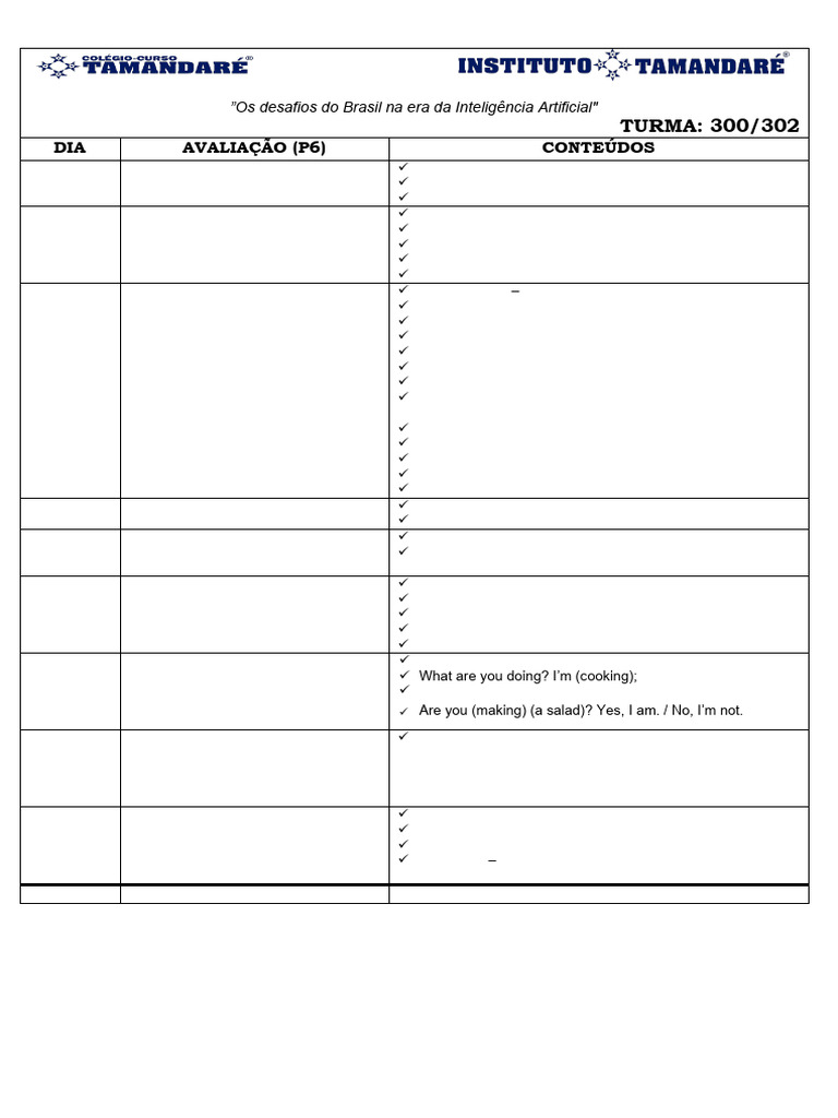 Conteúdos P6 - 300-302 - 2024 | PDF