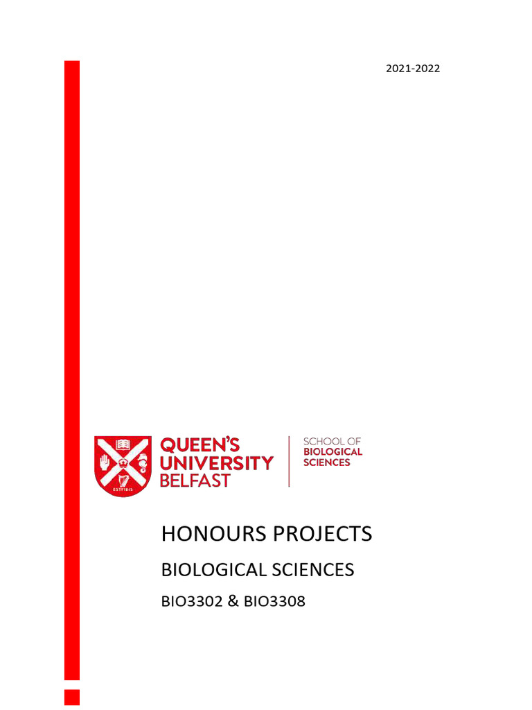 BIO3308 - BIO3302 Honours Project Catalogue 2021-22 - Final | PDF