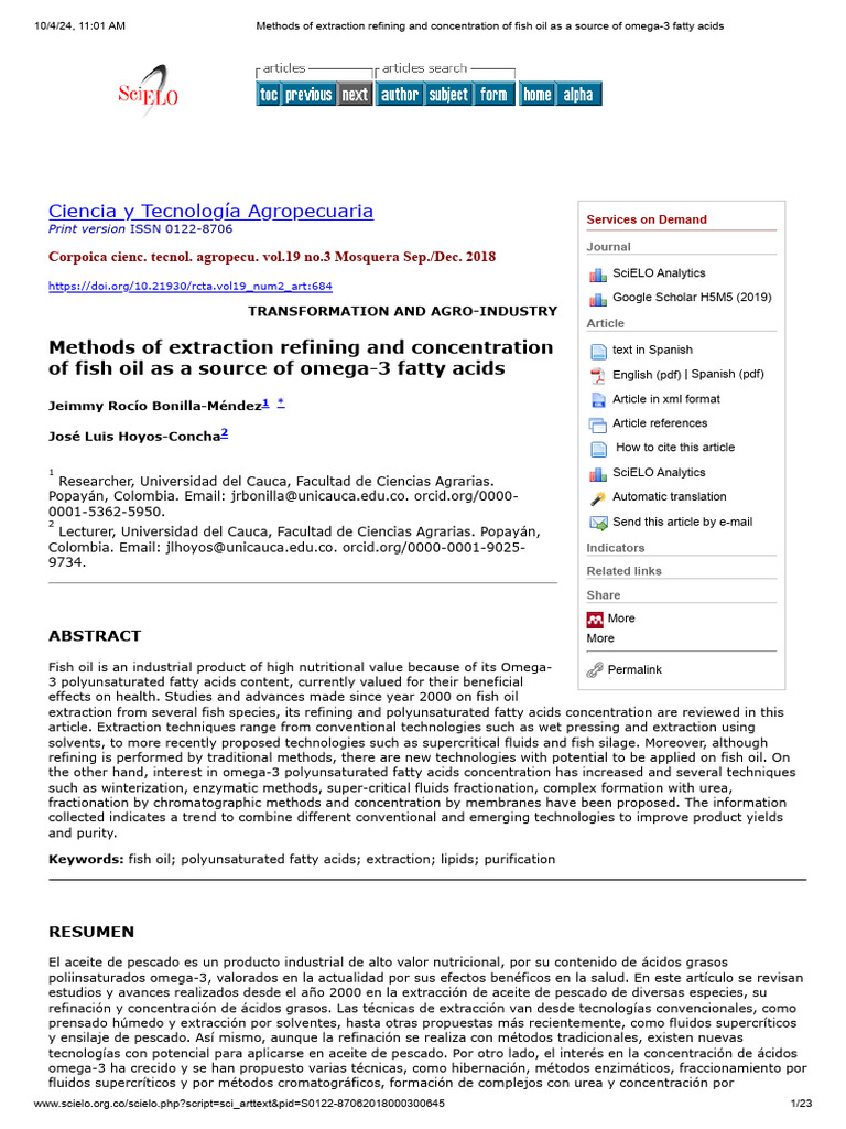 Methods of Extraction Refining and Concentration of Fish Oil As A ...