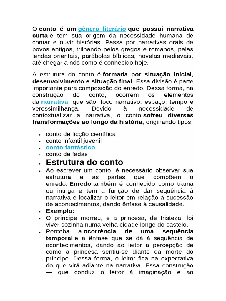 Estrutura e Tipos de Conto Literário | PDF | Narrativa | Contos