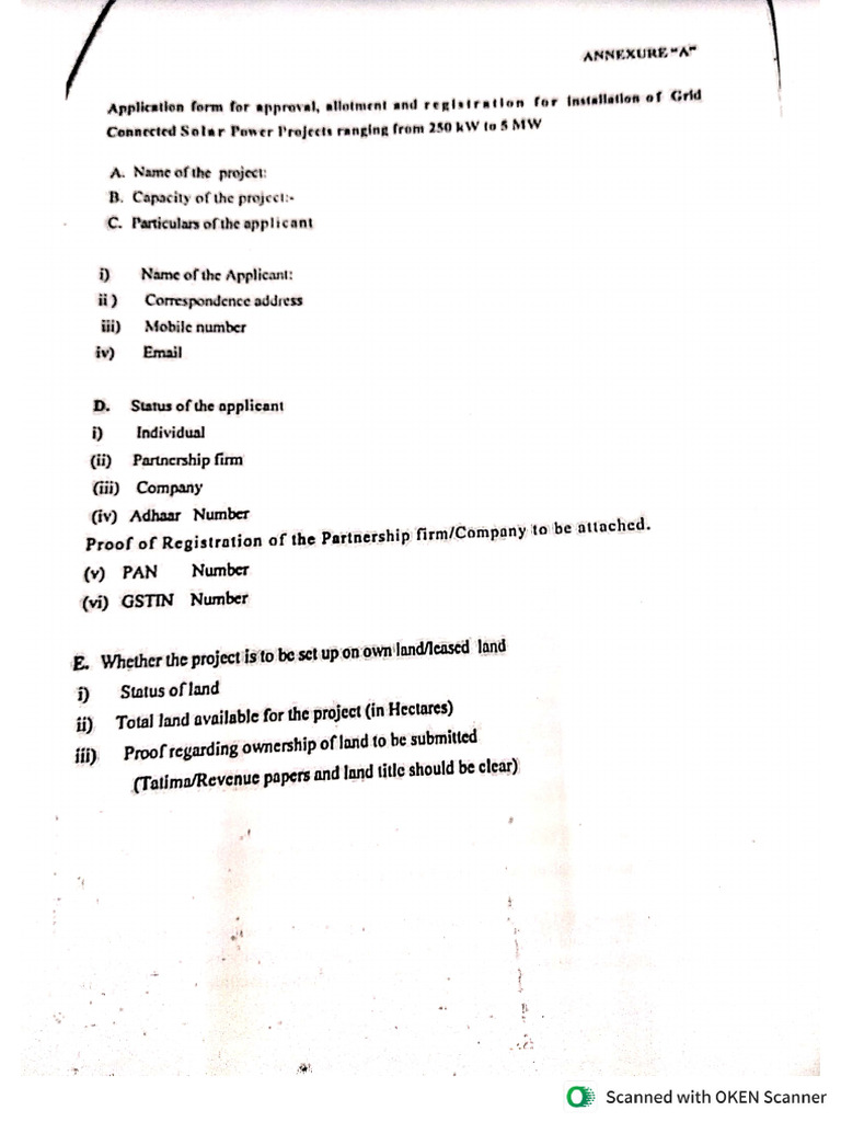 Application Form For Approval Allotment and Registration For ...