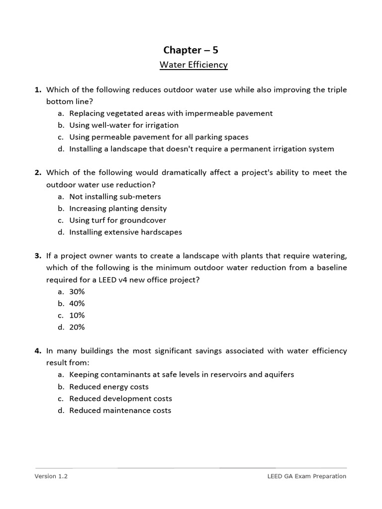 GA 11 Chapter 5 - Part 1 - Water Efficiency - Questions - GA - Scope v1 ...