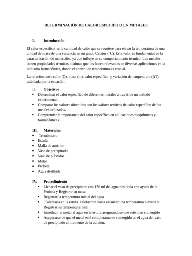 Calor Específico Mishell | PDF