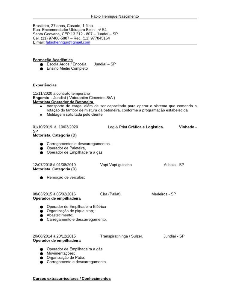 CV Fabio Log Print | PDF