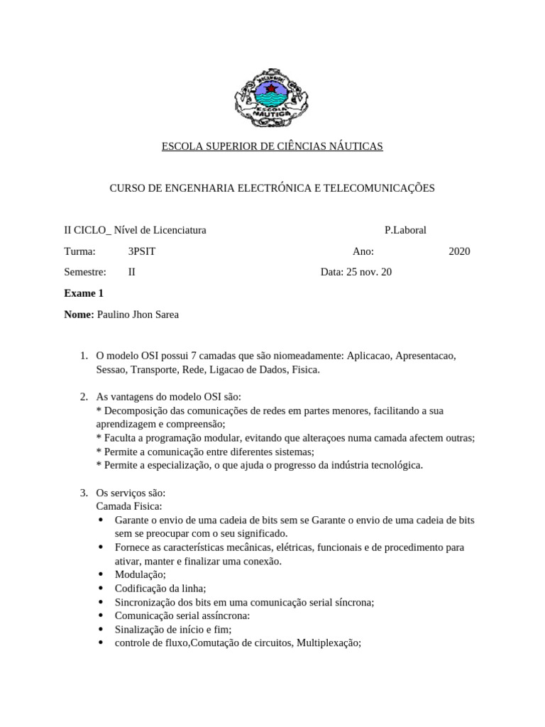 Exame de Redes 2 | PDF