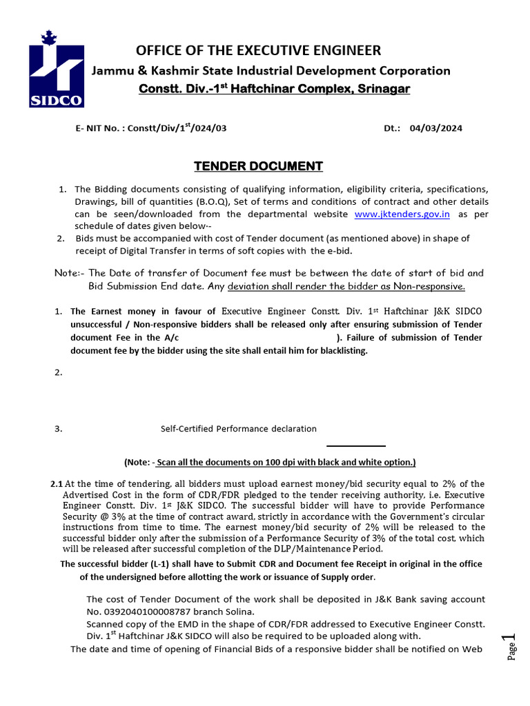 SIDCO ROAD SBDPDF | PDF