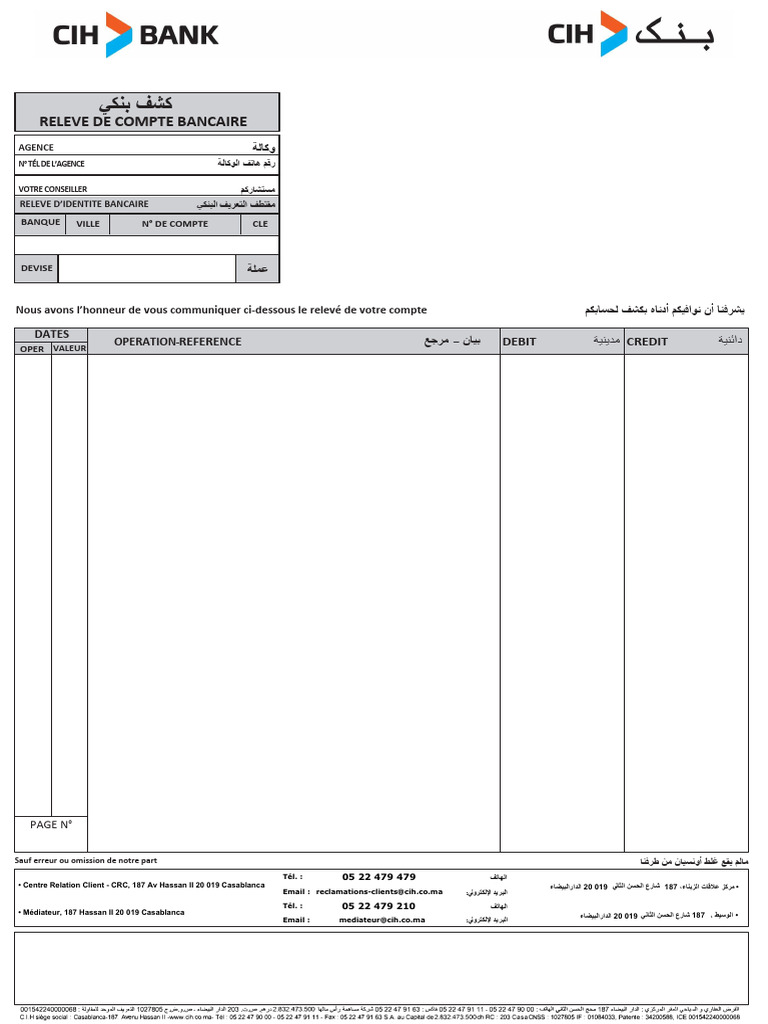 Releve de Compte Bancaire: Dates Operation Reference | PDF