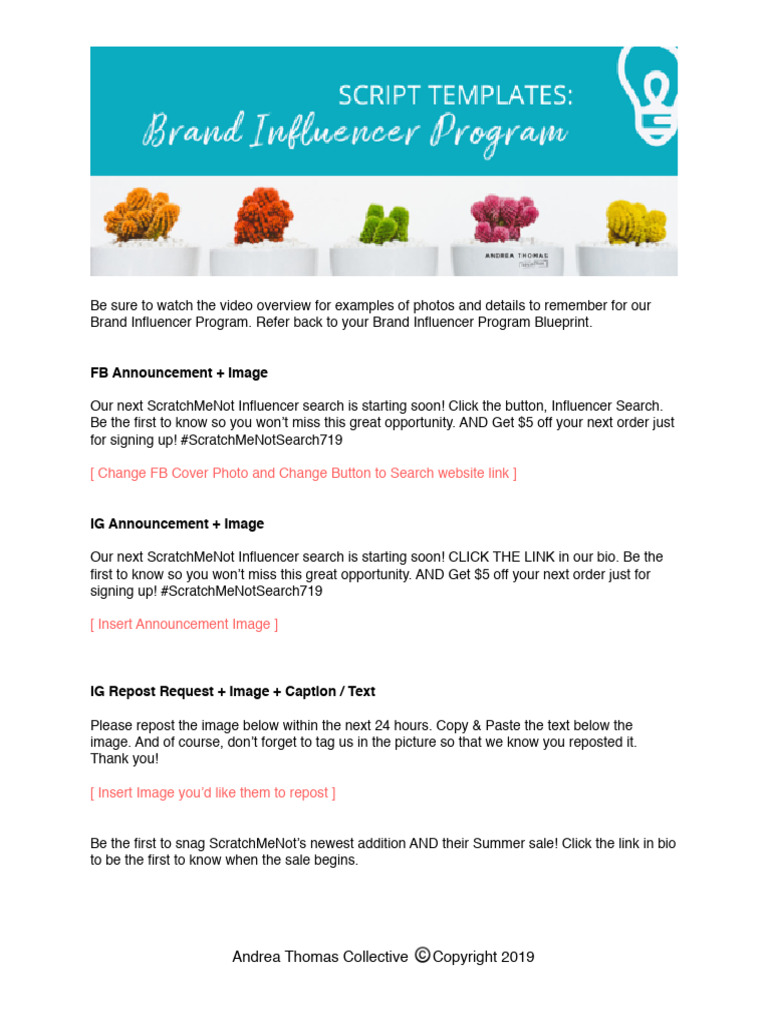 Brand Influencer Program Script Templates | PDF