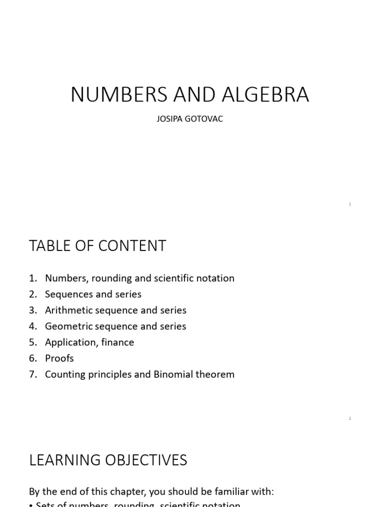Numbers and Algebra | PDF
