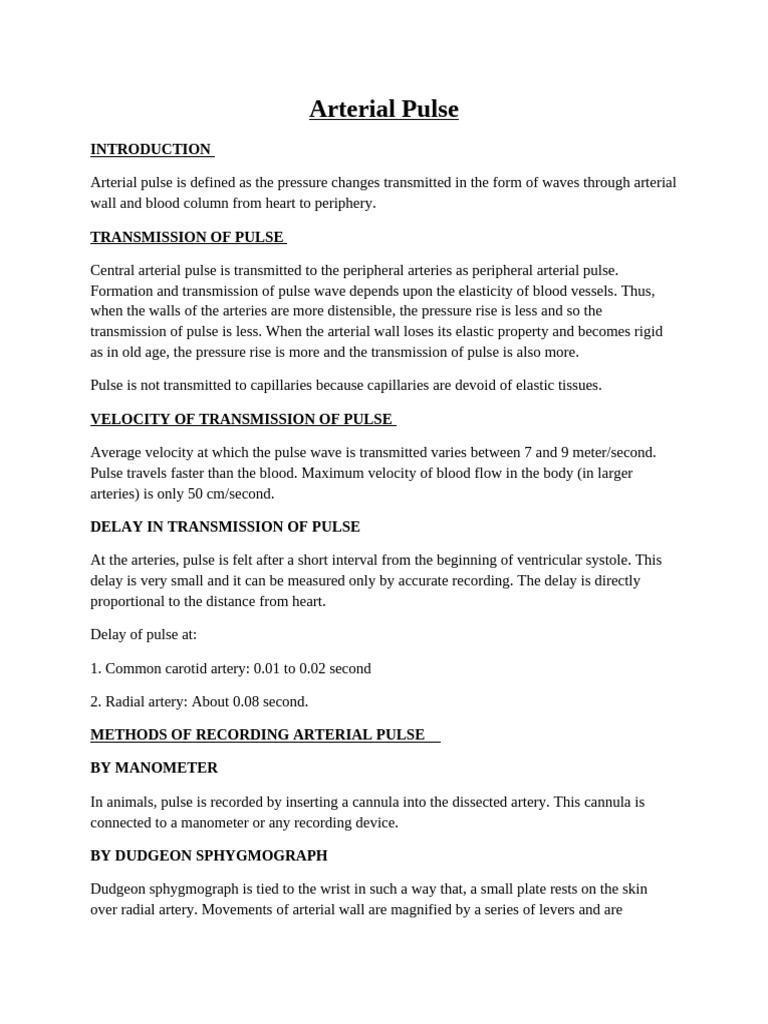 Arterial Pulse | PDF
