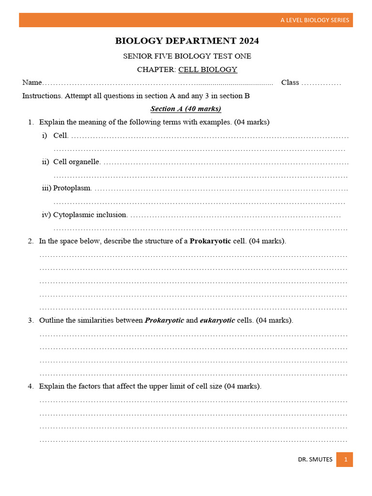 Cell Biology Questions | PDF