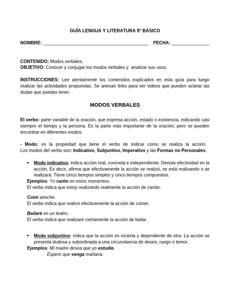 MODOS VERBALES | PDF