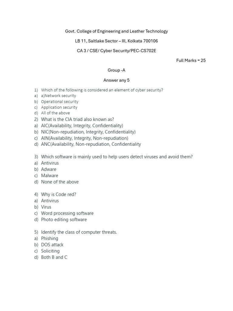 Cyber Security Exam Guide | PDF | Computers