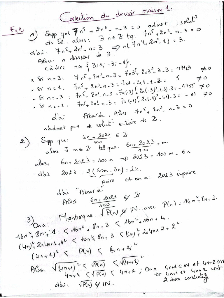 Correction Du Devoir Maison 1 1bac1 | PDF
