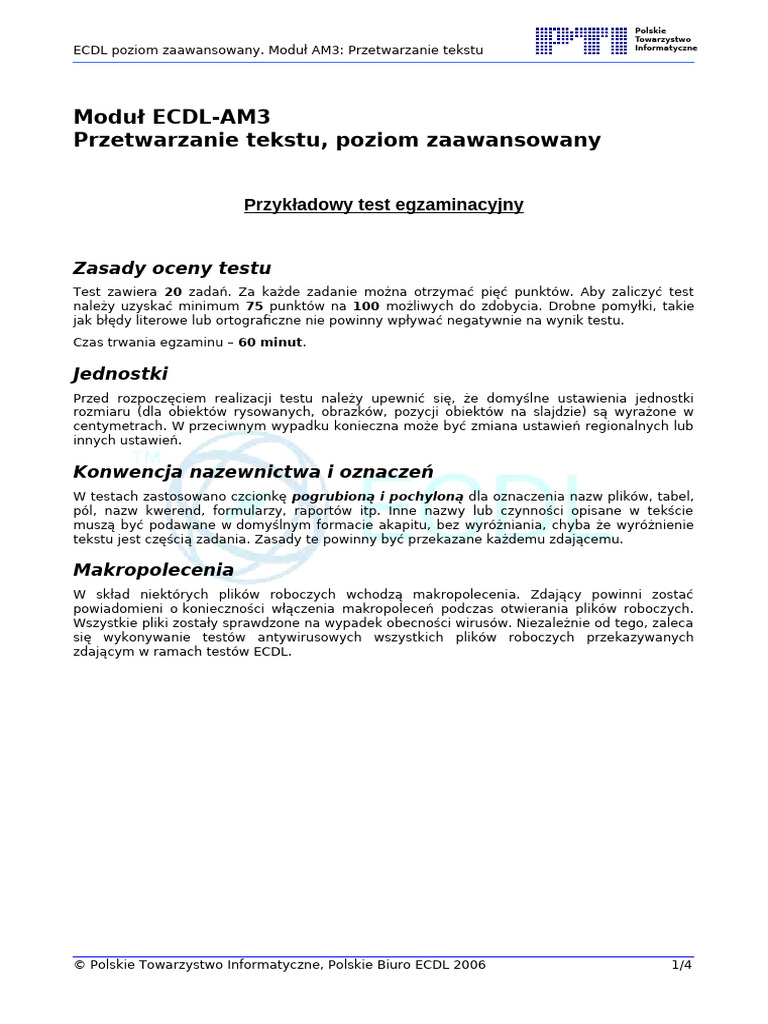 Przykladowy Test AM3 | PDF