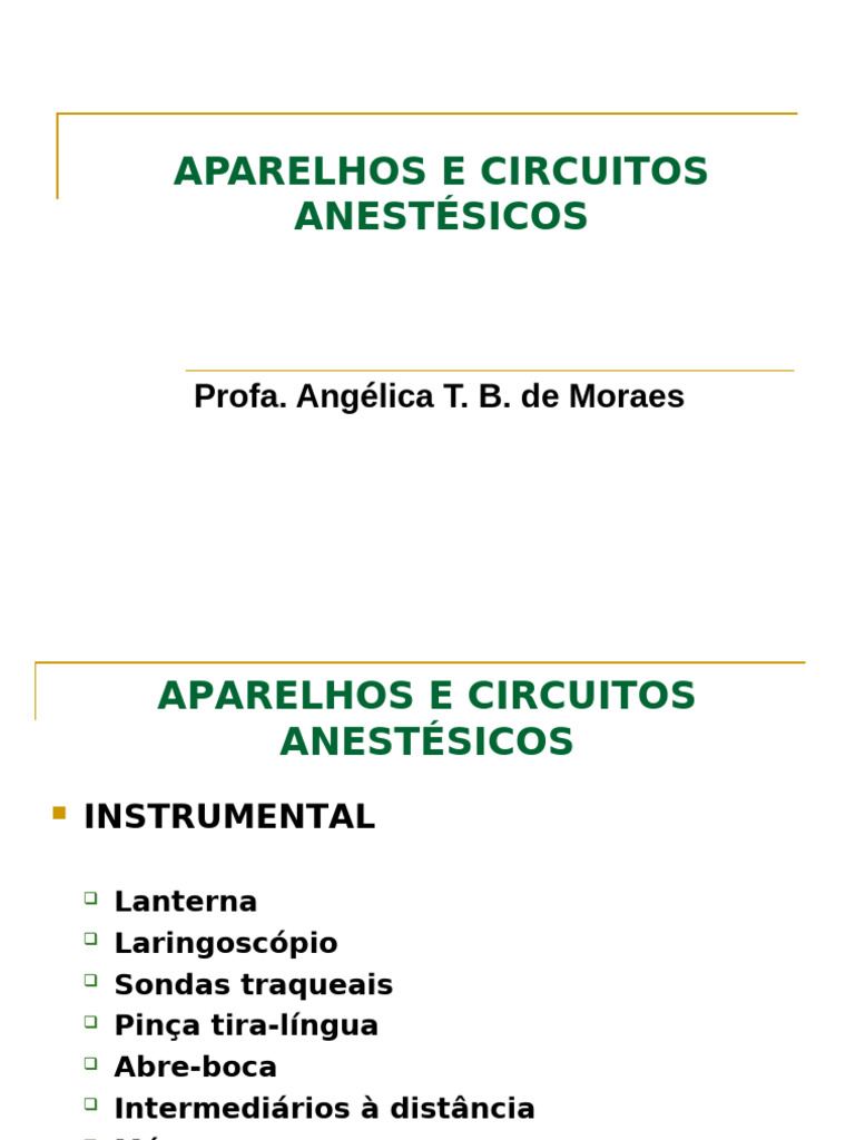 Aparelhos e Circuitos Anestésicos | PDF