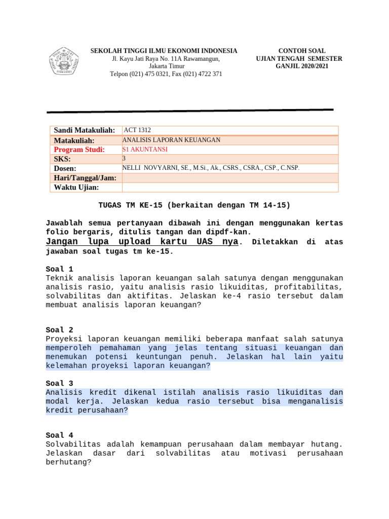 TUGAS TM KE -15 docx_docx soal nya saja | PDF