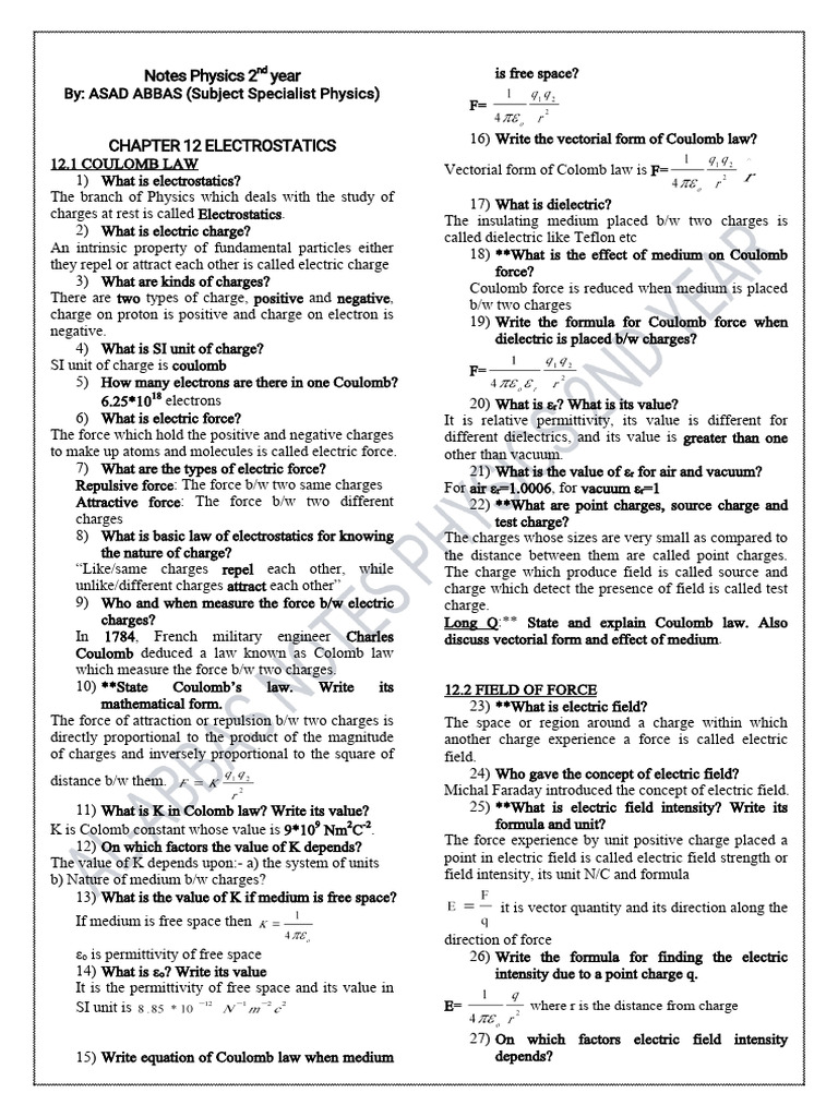 2nd Year Physics. | PDF