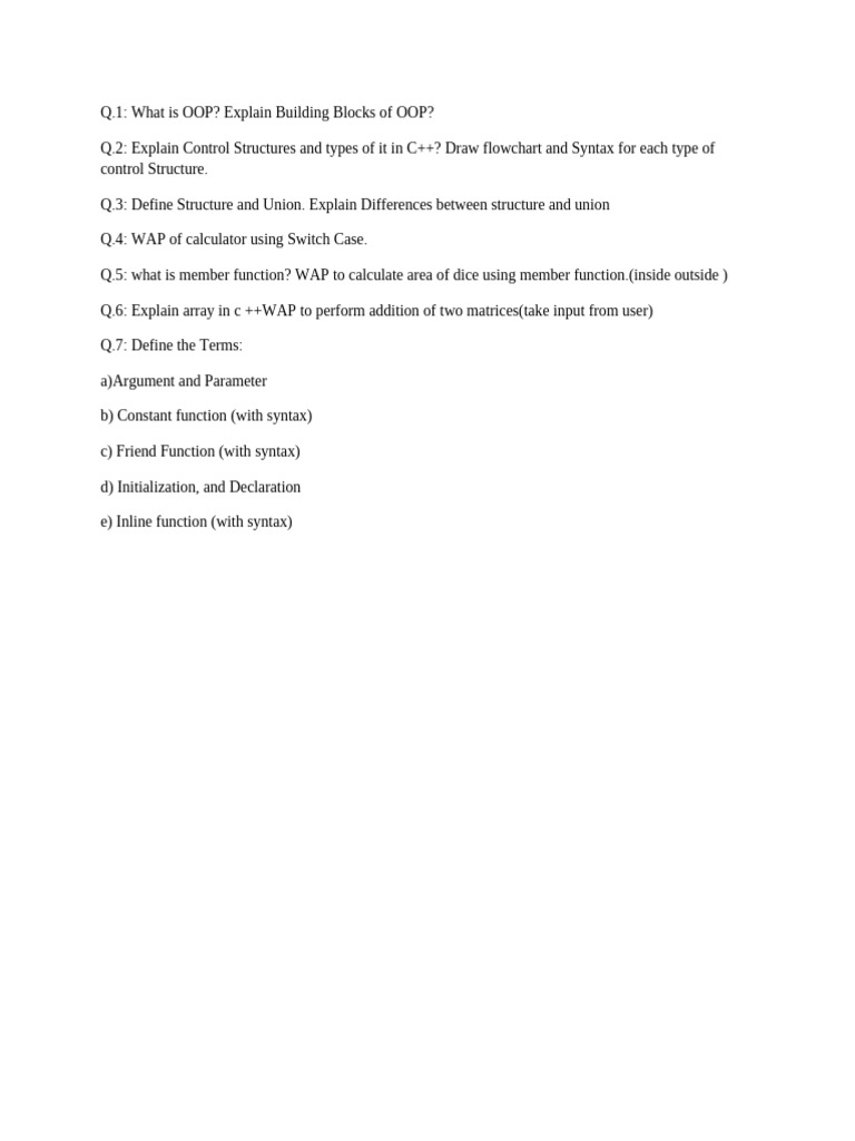 Question Bank of CA-1 Oop | PDF Question Bank of CA-1 Oop | PDF